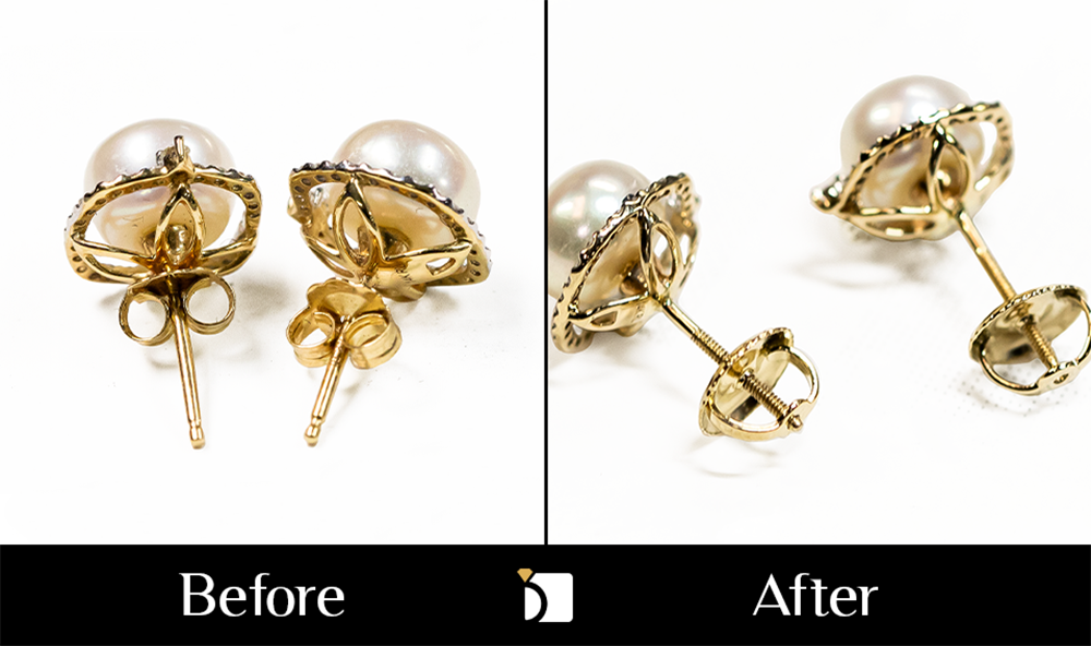 Before & After #192 — Earring Post Conversion - My Jewelry Repair